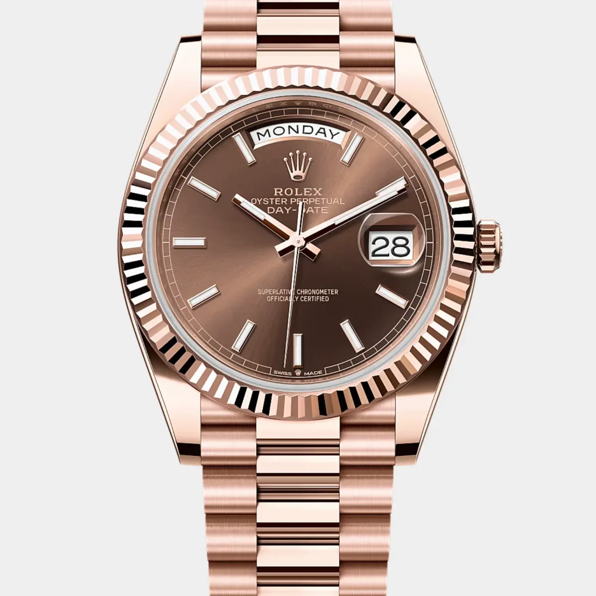 Rose Gold Day Date Chocolate Dial